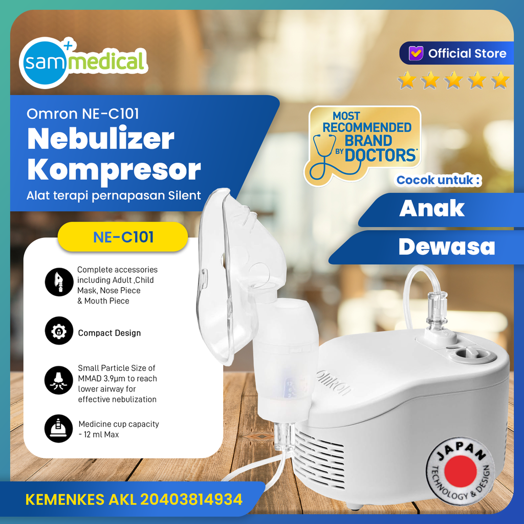 Omron Nebulizer Silent Compressor (White) NE C101 | sam medical
