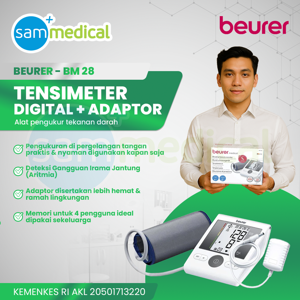 Beurer Tensimeter Digital - Lengan BM 28 + Adaptor | sam medical