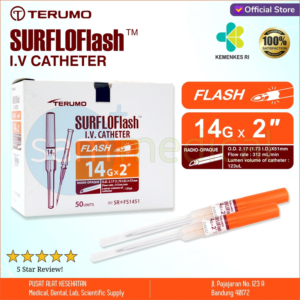 Terumo Surflo Flash IV Catheter 14G x 2" | sam medical
