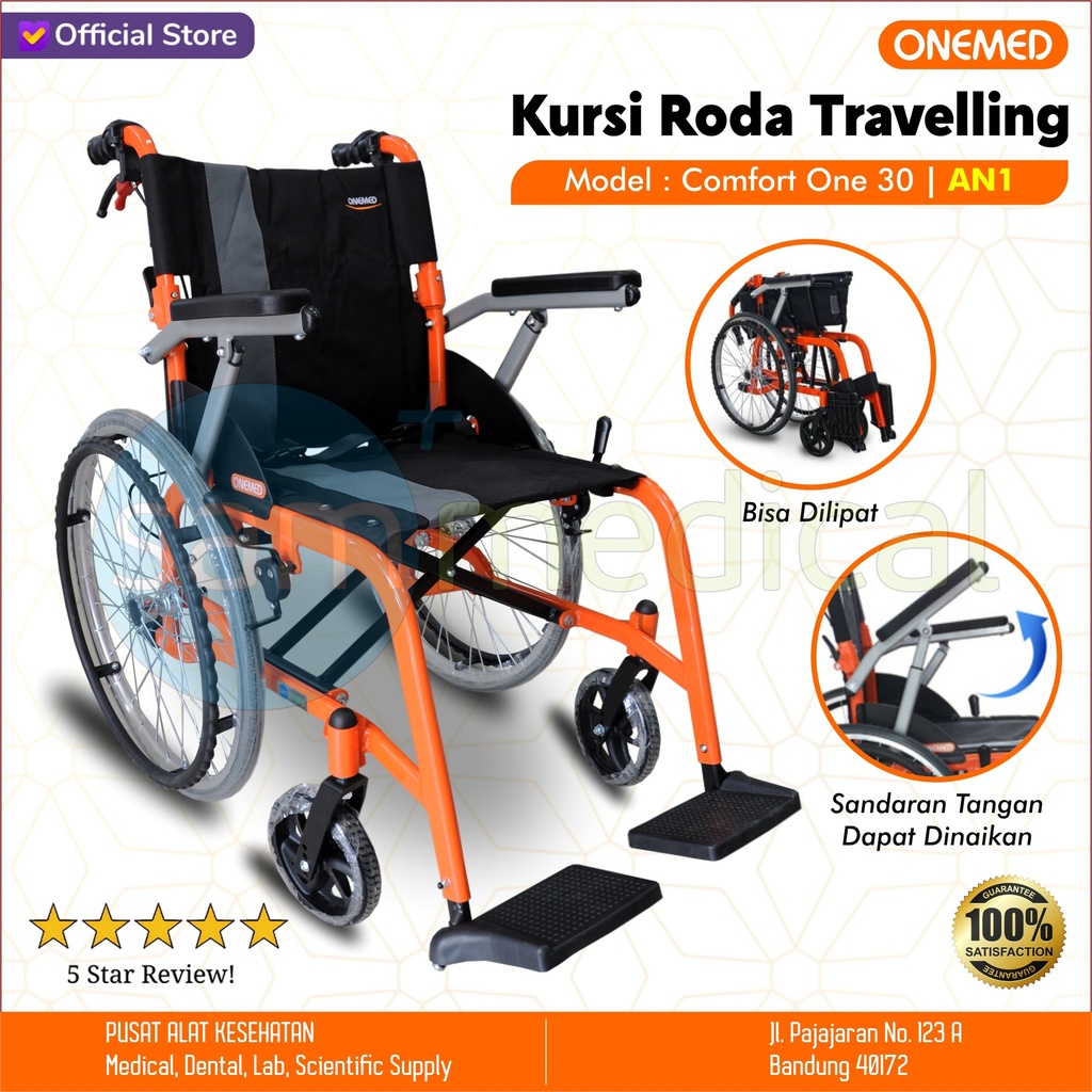 Kursi Roda Comfort One 30 AN1 Roda Besar + Hitam Orange | sam medical